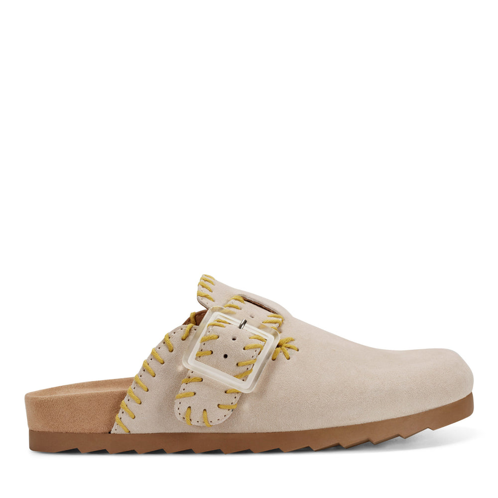 Women's Gena Round Toe Slip-on Flat Casual Clogs - Light Natural Suede ...