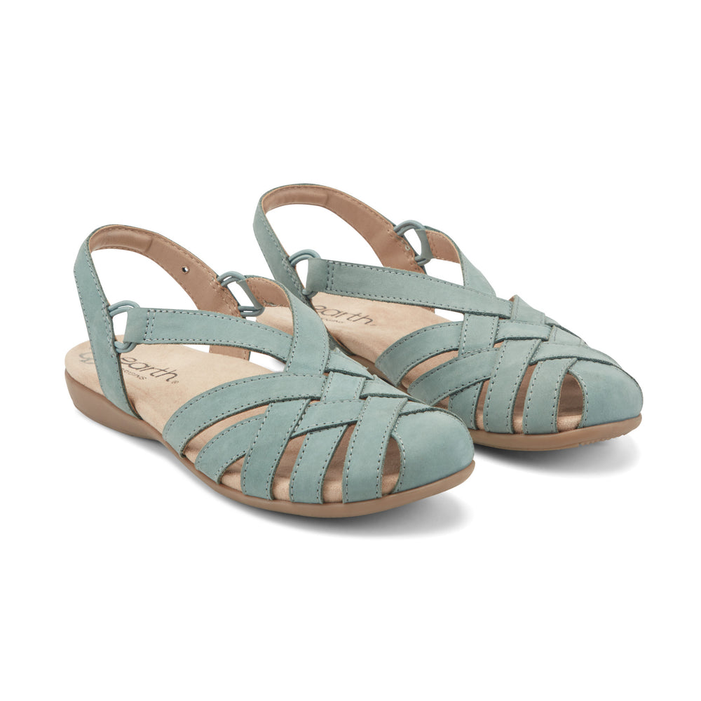 Women's Berri Woven Casual Round Toe Slip-on Sandals - Green Leather ...