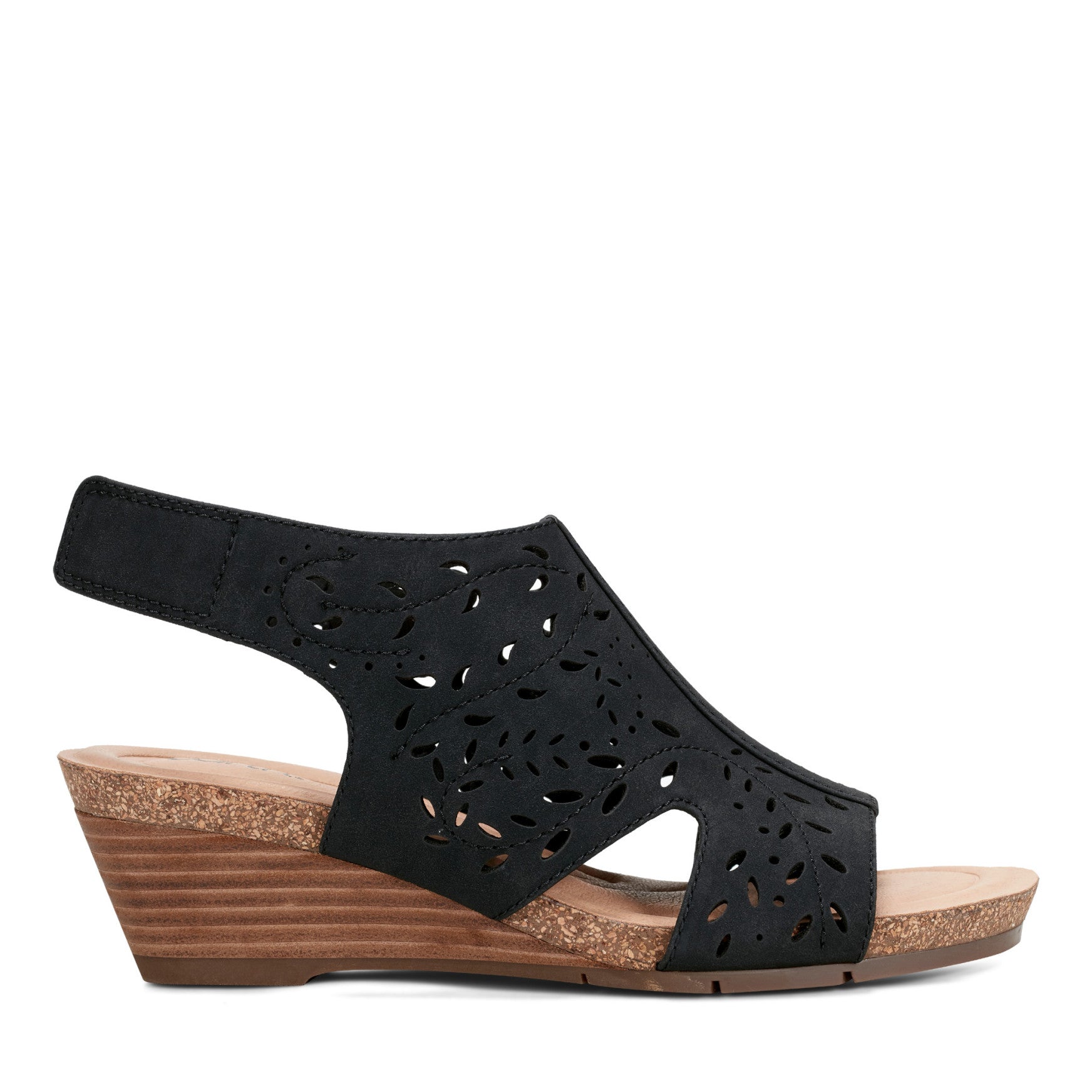 Women's Halin Round Toe Casual Slingback Wedge Sandals - Black | earth ...