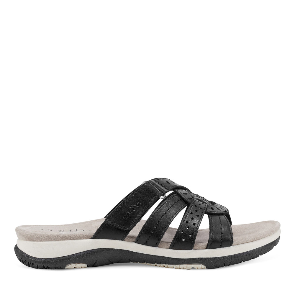 Women's Sassoni Strappy Casual Slip-On Flat Sandals - Black | earth® shoes