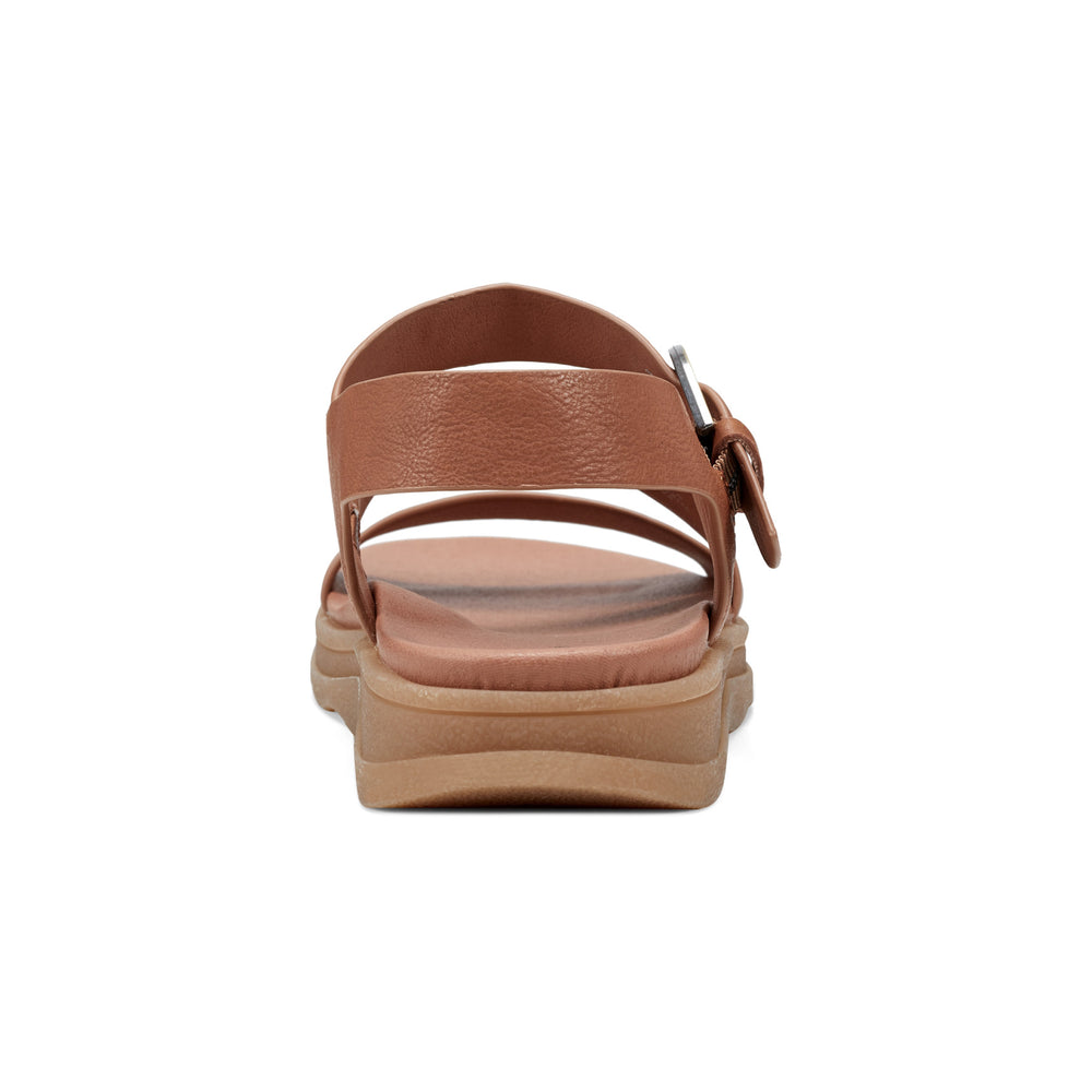 Women's Lainey Casual Strappy Round Toe Flat Sandals - Medium Natural ...