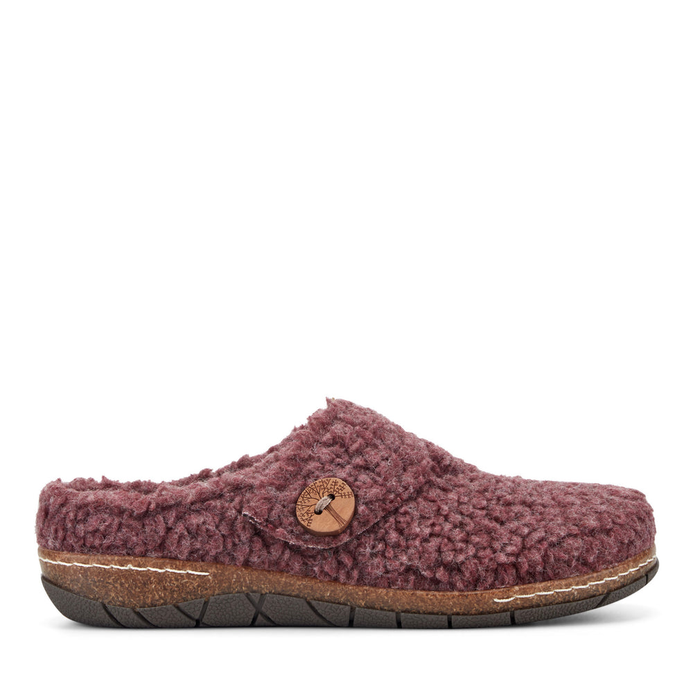 Women's Ezra Cozy Slip-On Clogs - Dark Red Faux Shearling | earth® shoes